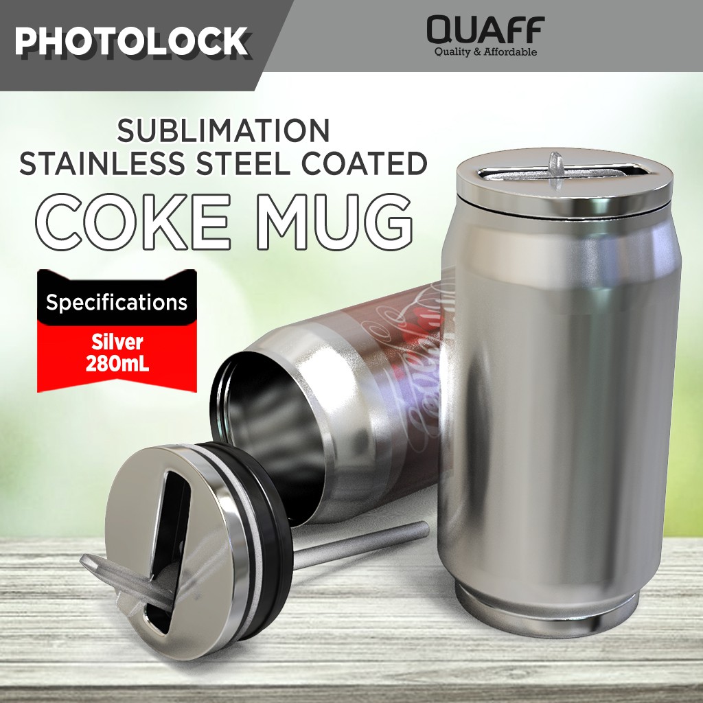 QUAFF Sublimation Coated Aluminum Stainless Steel Coke Mug 350ml (White ...