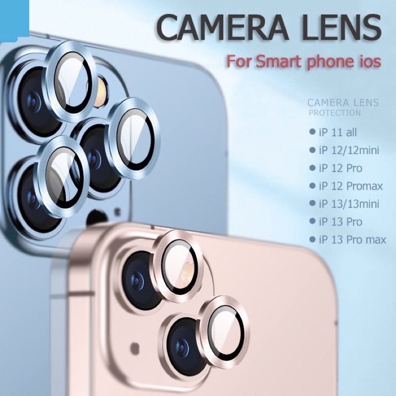 Camera Lens Protector HD Tempered Glass Metal Ring Aluminum Alloy ...