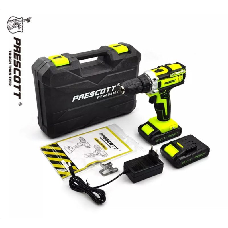 PRESCOTT USA CORDLESS DRILL 21V 10MM LITHIUM-ION BATTERIES & CHARGER ...