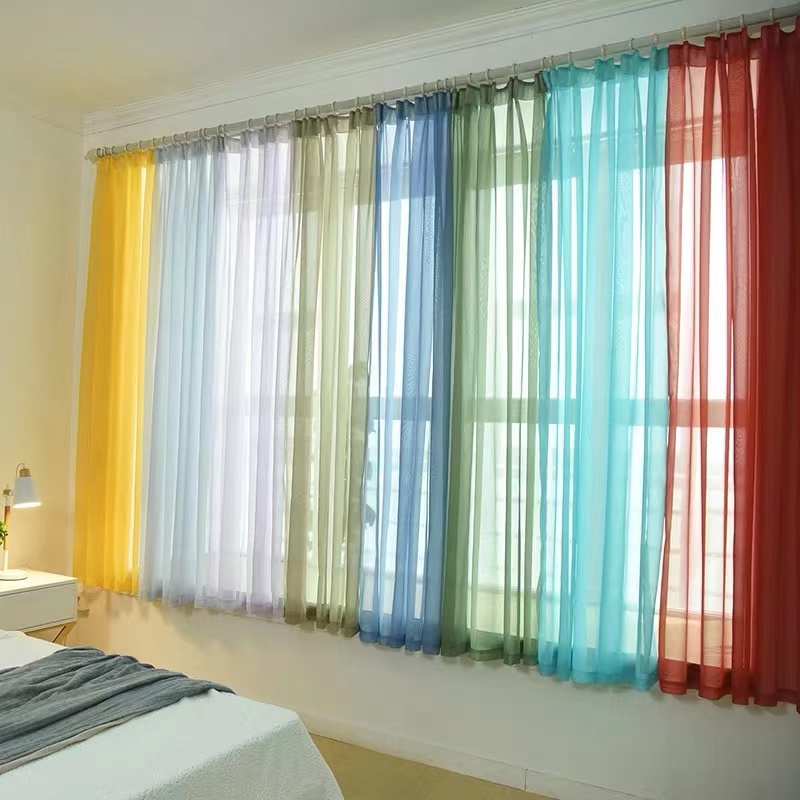 Pure color lace curtain Solid Color Sheer Curtain 100*200cm Tulle Voile ...