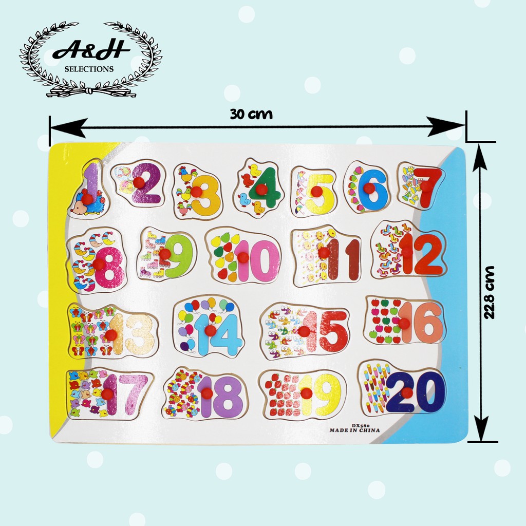 A&H Number wooden Puzzle Board / Educational Toy / hand grab board ...