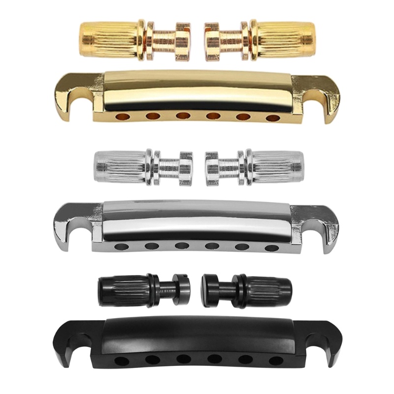 mm Set of 6-String Golden Electric Guitar Tune O-Matic Bridge Stop Bar ...