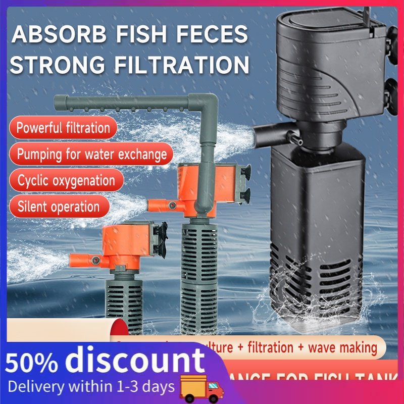 【HOT】3-in-1 Mini Filter Aquarium Fish Sponge Oxygen Supply Quiet Air ...