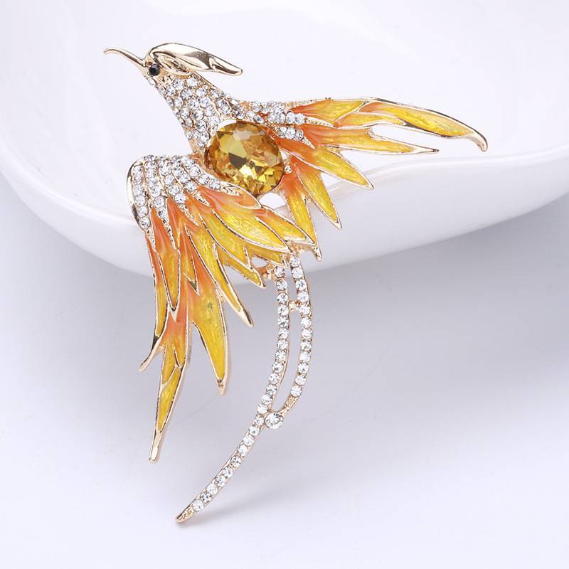 New Enamel Phoenix Brooch Retro Creative Clothing Pins Rhinestone ...
