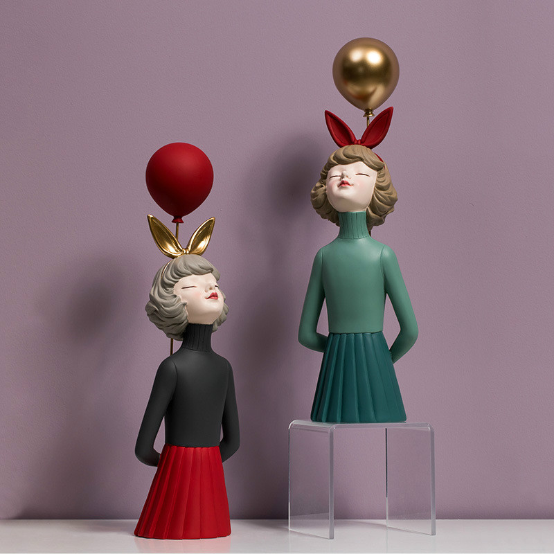 Cute Statue character Girl portrait Sculpture Home Wedding Gift ...