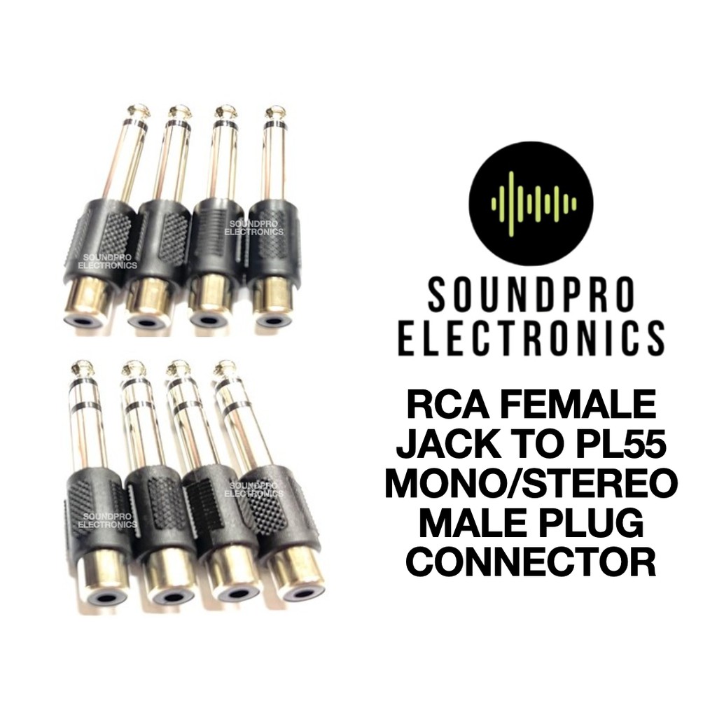 RCA Female Jack to PL55 Mono/Stereo Male plug Connector (4pcs) | Shopee ...