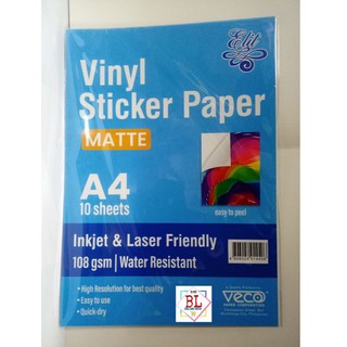 VECO Vinyl Sticker Paper Water Resistant (10 sheets) | Shopee Philippines