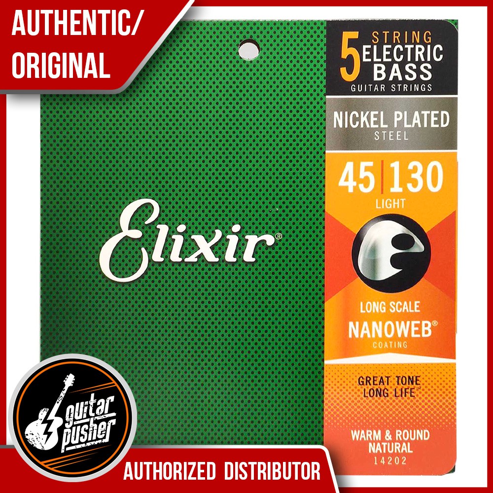 Elixir Electric Bass 5-String Nickel Plated Steel Bass Guitar Strings ...