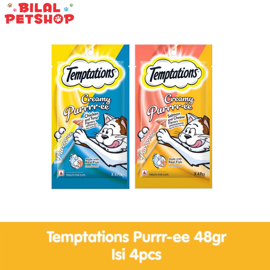 Temptations Creamy Puree 48g Cat Snacks 1 box contains 4 pcs | Shopee ...