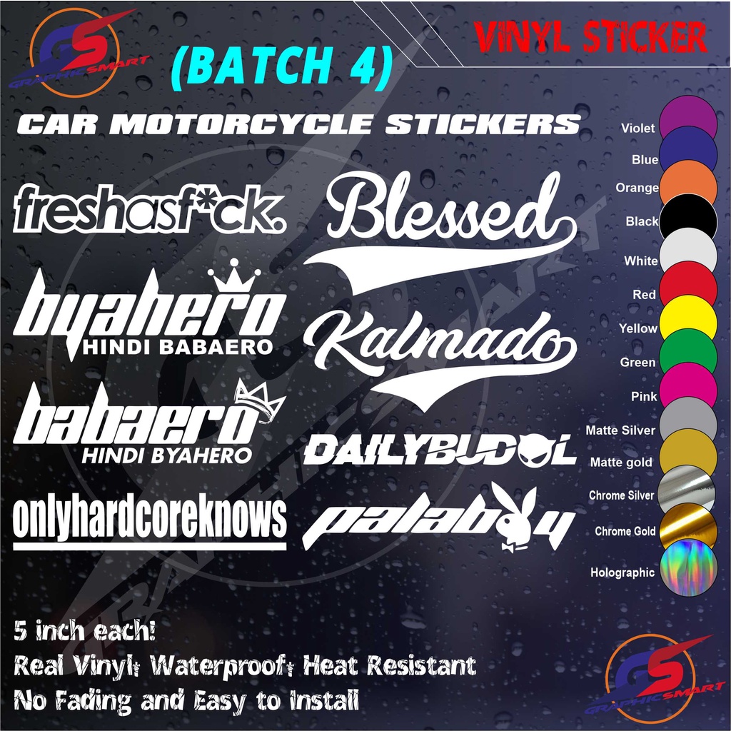 BATCH 4 Motorcycle & Car Sticker Decals Vinyl High Adhesive Weather ...