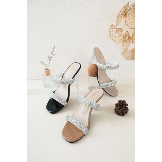 CARAMIL Tiara | Women's Glitter Strap Glass Heel Sandals | Shopee ...