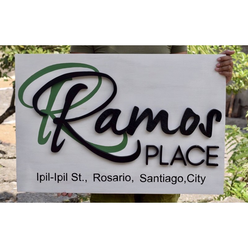 wooden hotel business logo embossed cutout name wall decor signage ...