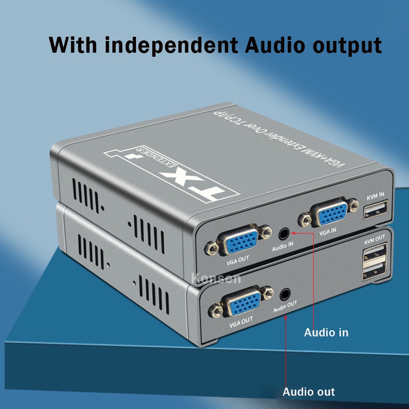 200M VGA KVM Extender over IP RJ45 Ethernet Cat5e/6 Cable VGA USB KVM ...
