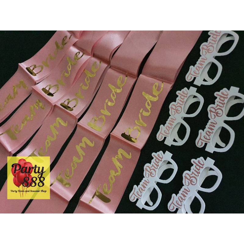 Team Bride party set Team Bride sash and paper eyeglasses 5 pairs ...