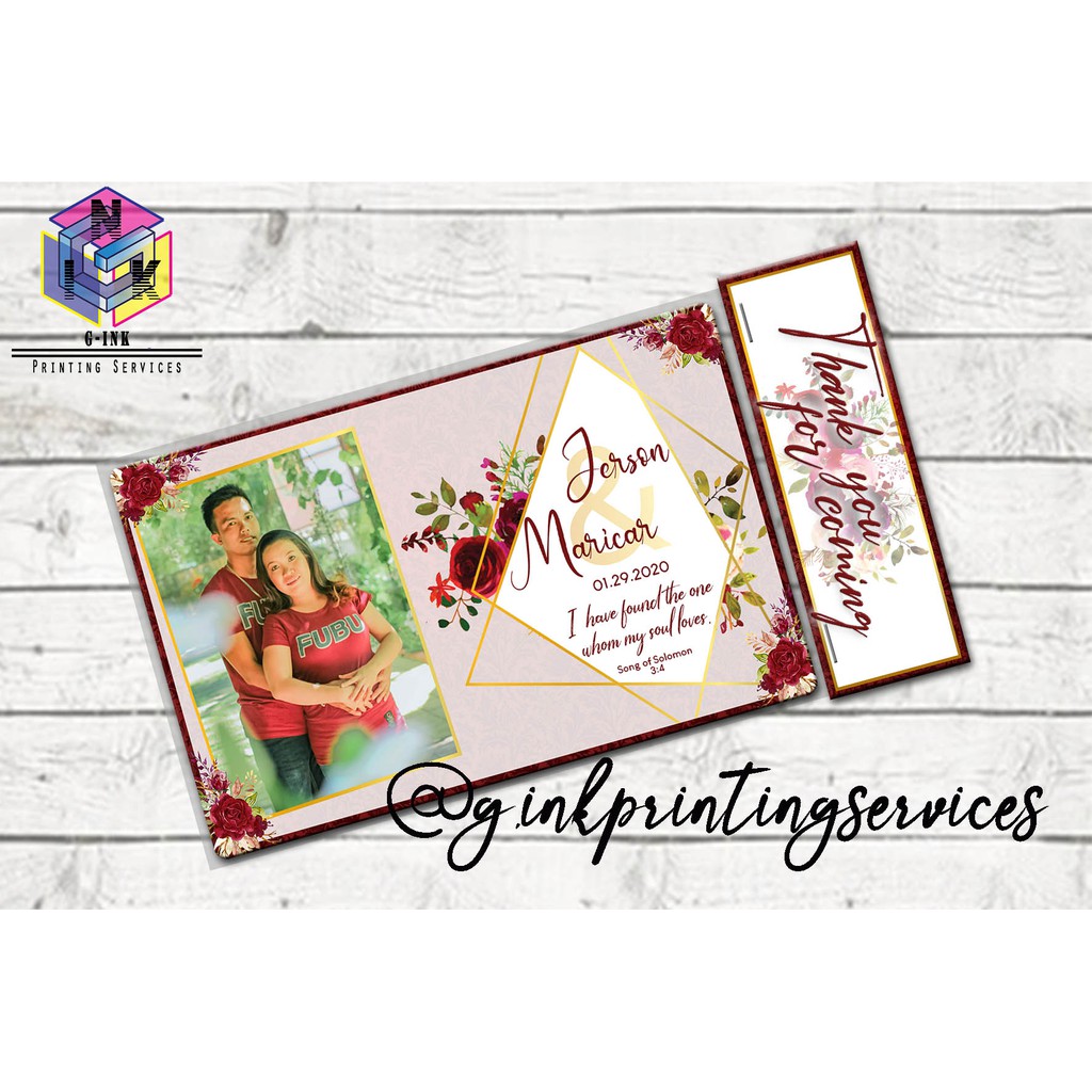 Wedding (Maroon) Photo Ref Magnet Souvenir with FREE TAG! | Shopee ...