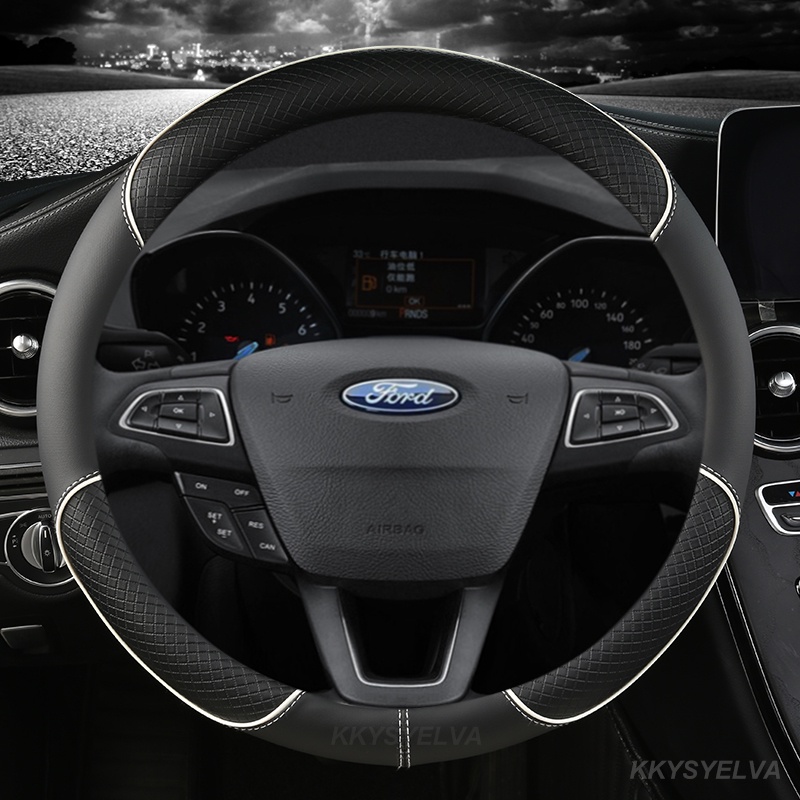 Leather Car Steering Wheel Cover 15 inch/38cm for Ford Ranger Fiesta F ...