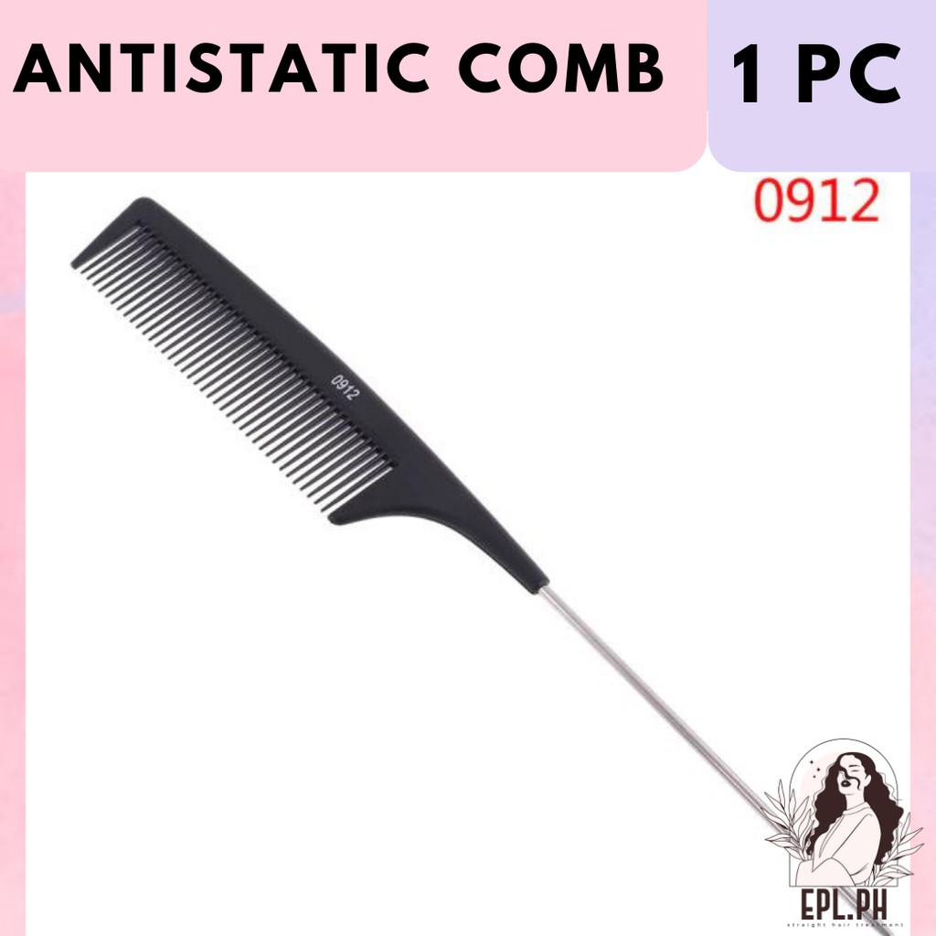 1PC Heat Resistant Salon Black Metal Pin Tail Antistatic Comb Hard ...
