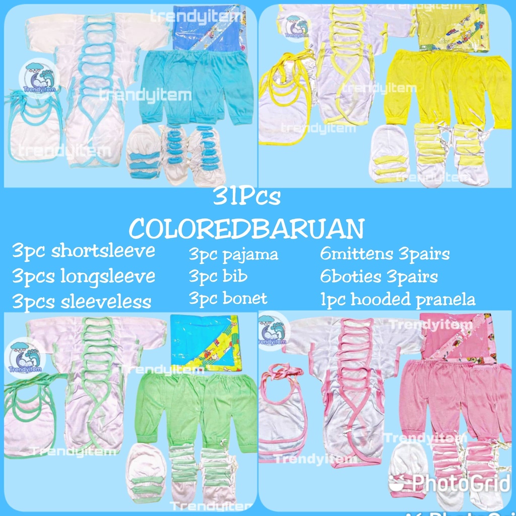 NEWBORN COLORED SET BARUAN sulitpack with pranela | Shopee Philippines