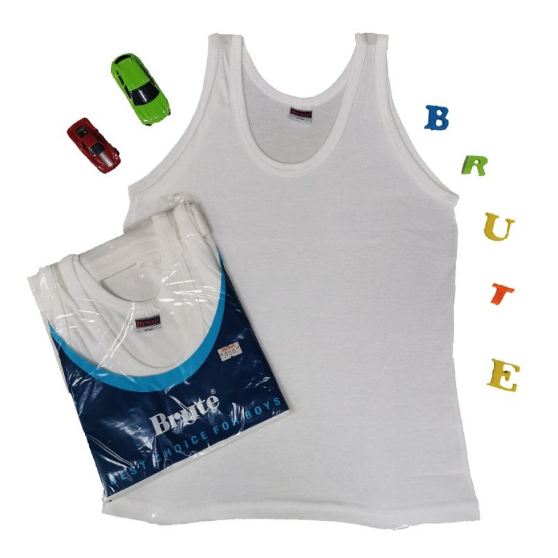 Brute Jr. Kid's Sando White - stretch cotton fit | Shopee Philippines