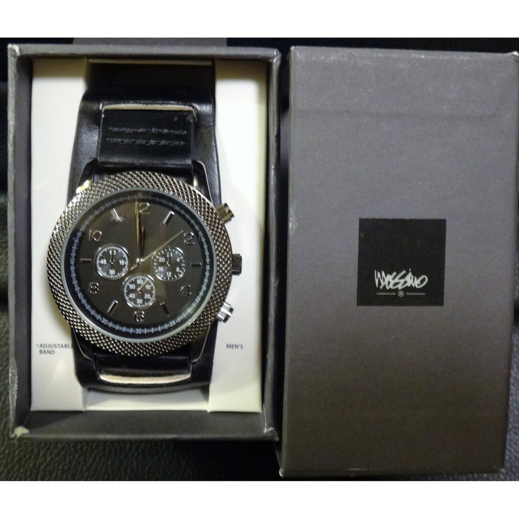 Mossimo Watch Mens Analog Faux Chronograph Black Strap FMDMO140 NewUSA ...