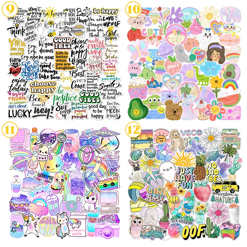 MUYA 50/100 Pcs Colorful Rainbow Stickers VSCO Stickers for Journal ...