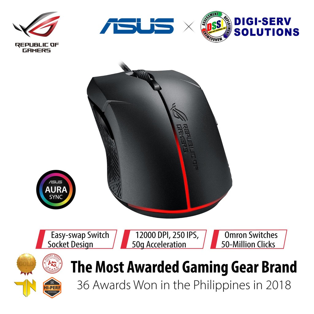 ASUS ROG STRIX Evolve Wired Optical USB Gaming Mouse Changeable ...