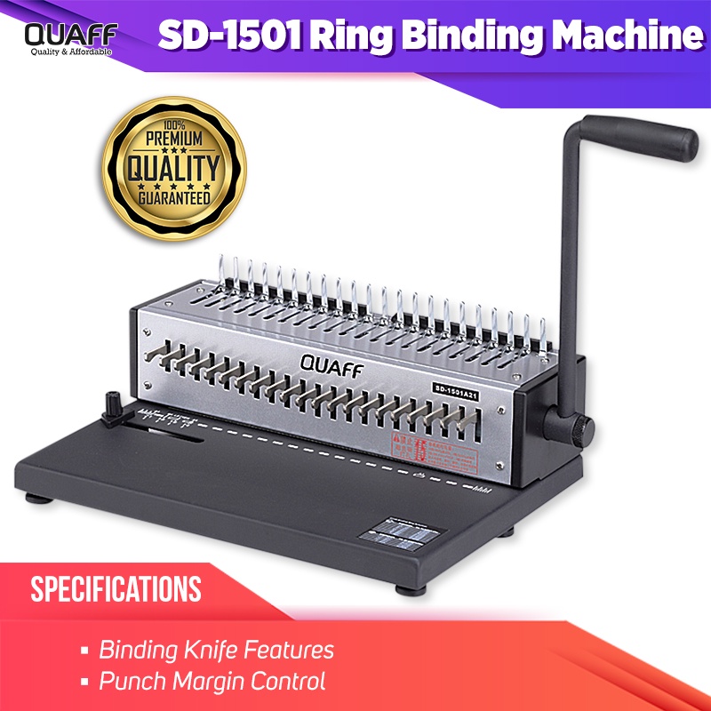 QUAFF Ring Binding Machine A4 Size SD-1201 + 200pcs 14mm Plastic Ring ...