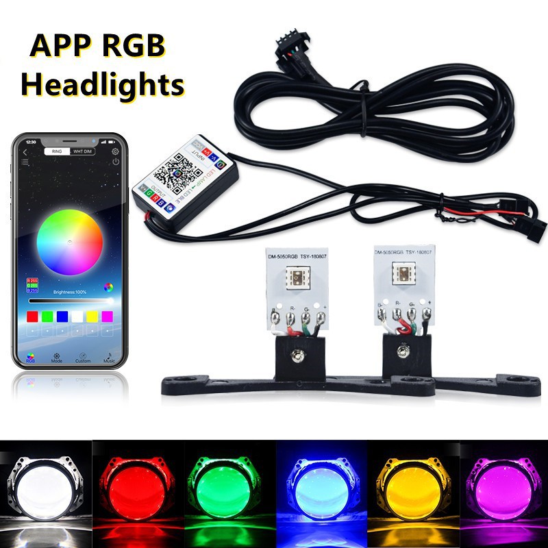 2pcs Car Led Devil Eye Demon Evil Eyes DRL LED Bluetooth APP RGB 2.5 ...