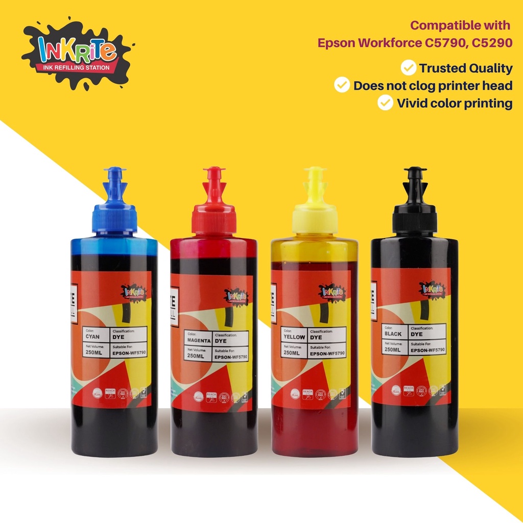 Inkrite Ink for Epson WorkForce WF-C5790 WF-C5290, 250 ml | Shopee ...