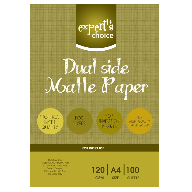 Expert's Choice Dual Side Mattepaper A4 120g(100 sheets) | Shopee ...