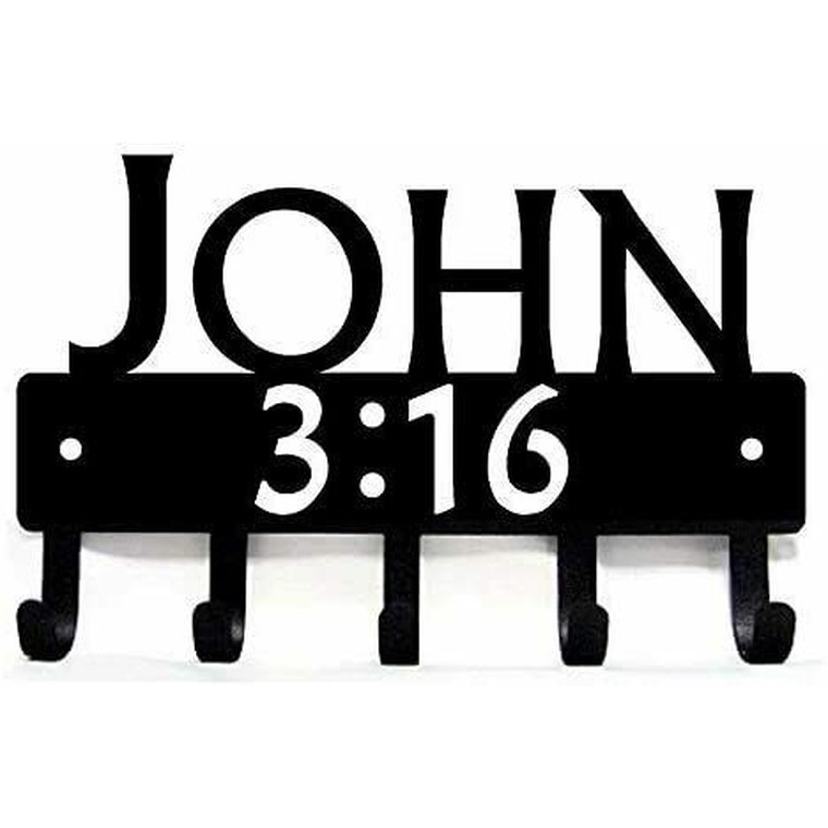 Wall Mounted Hook Up John 3:16 Bible Reference Christian Key Rack/Key ...
