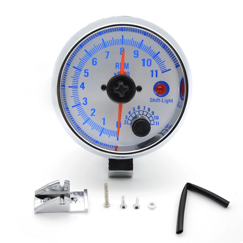 3.75" 95mm Tachometer RPM Gauge White Face Blue Dial LED 0-11000 rpm ...