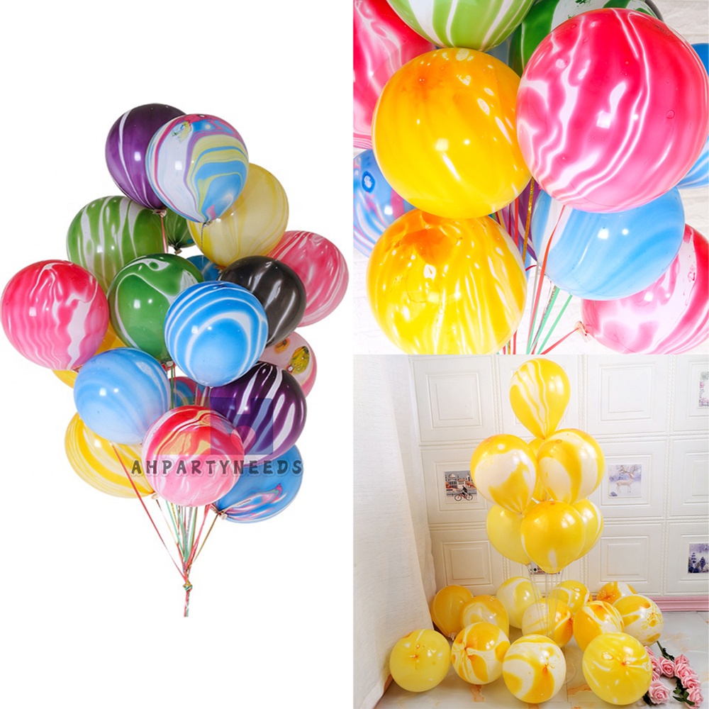 6Pcs 12 Inch Colorful Agate Marble Balloons Latex Balloon Wedding Baby ...