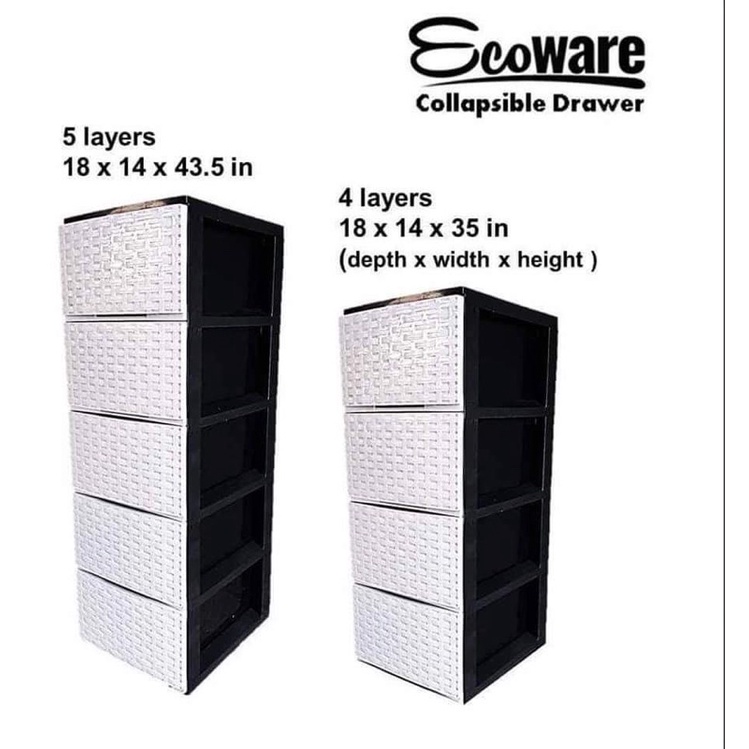 Woven Plastic Collapsible Slim Drawer 4/5Layers Available. | Shopee ...