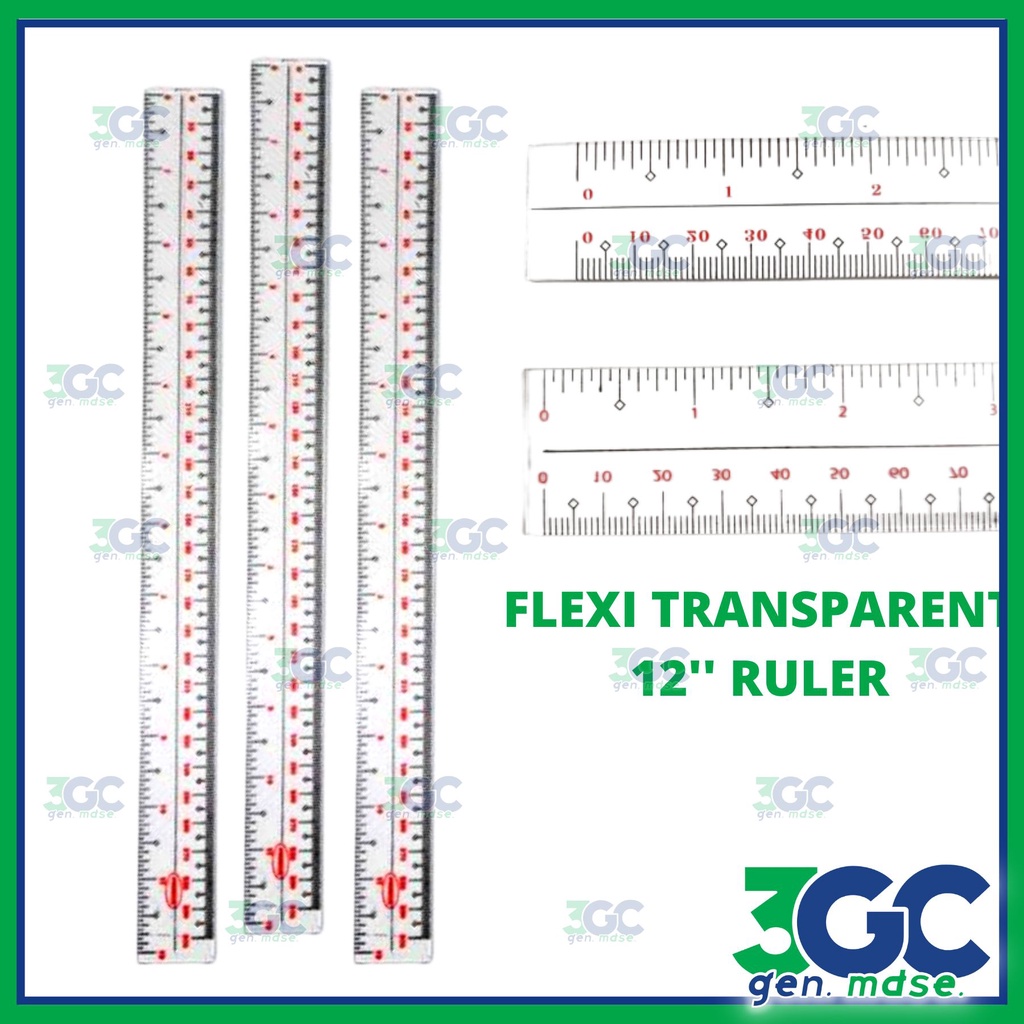 3GC Flexi Transparent Plastic Ruler 12” / 40cm Protractor | Shopee ...