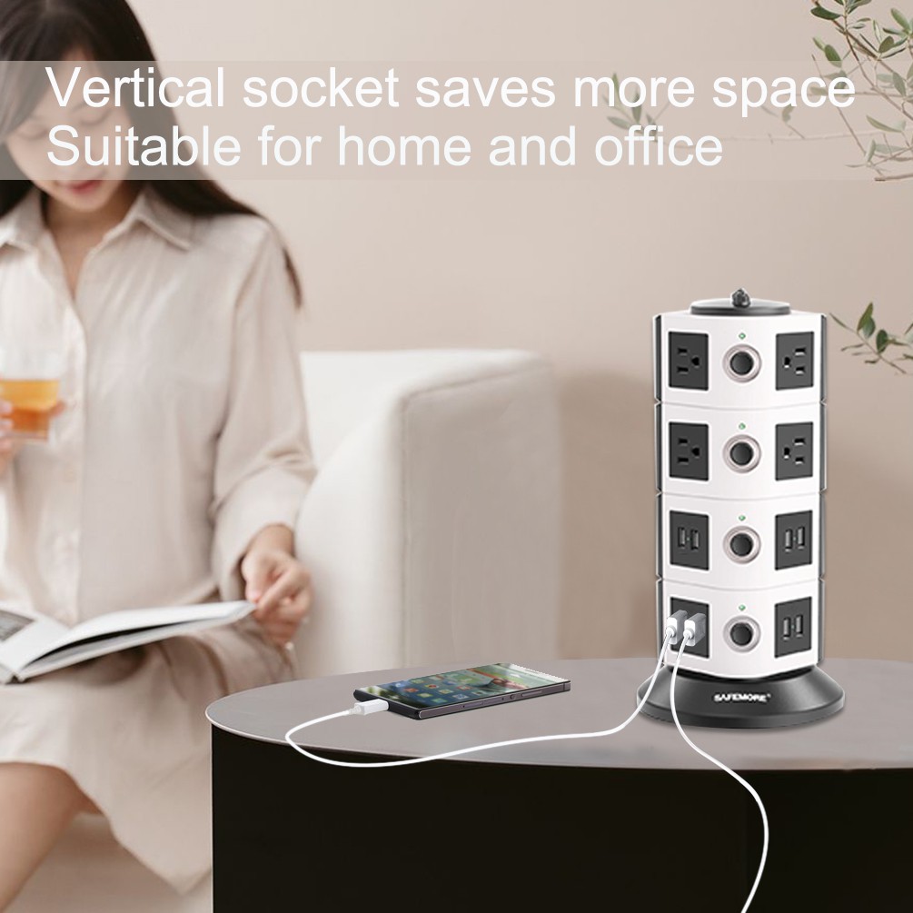 Safemore 4th Floor Tower With USB Socket Home Office Vertical Socket ...