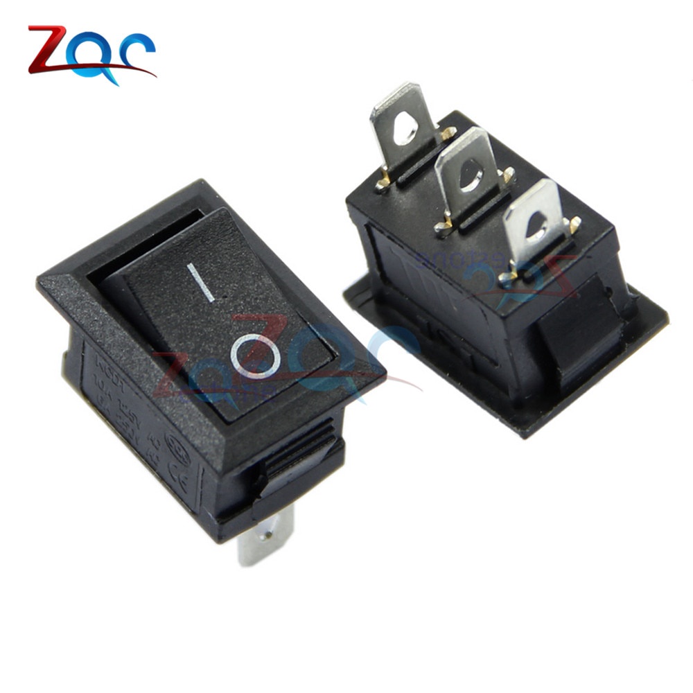5PCS AC 6A/250V 10A/125V 3 Pin Terminal Snap-in On-Off Black Boat ...