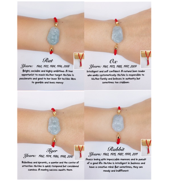 Lucky charm jade zodiac and red string bracelet (CAW) | Shopee Philippines