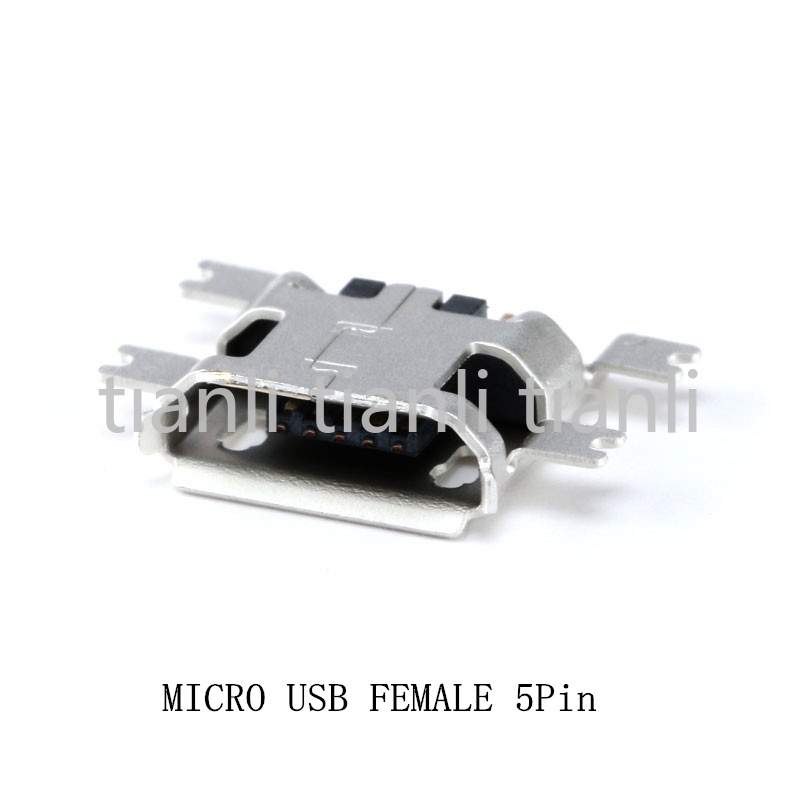 100PCS Micro USB 5P Socket MINIUSB Female 5 Pin SMD DIP Connector ...