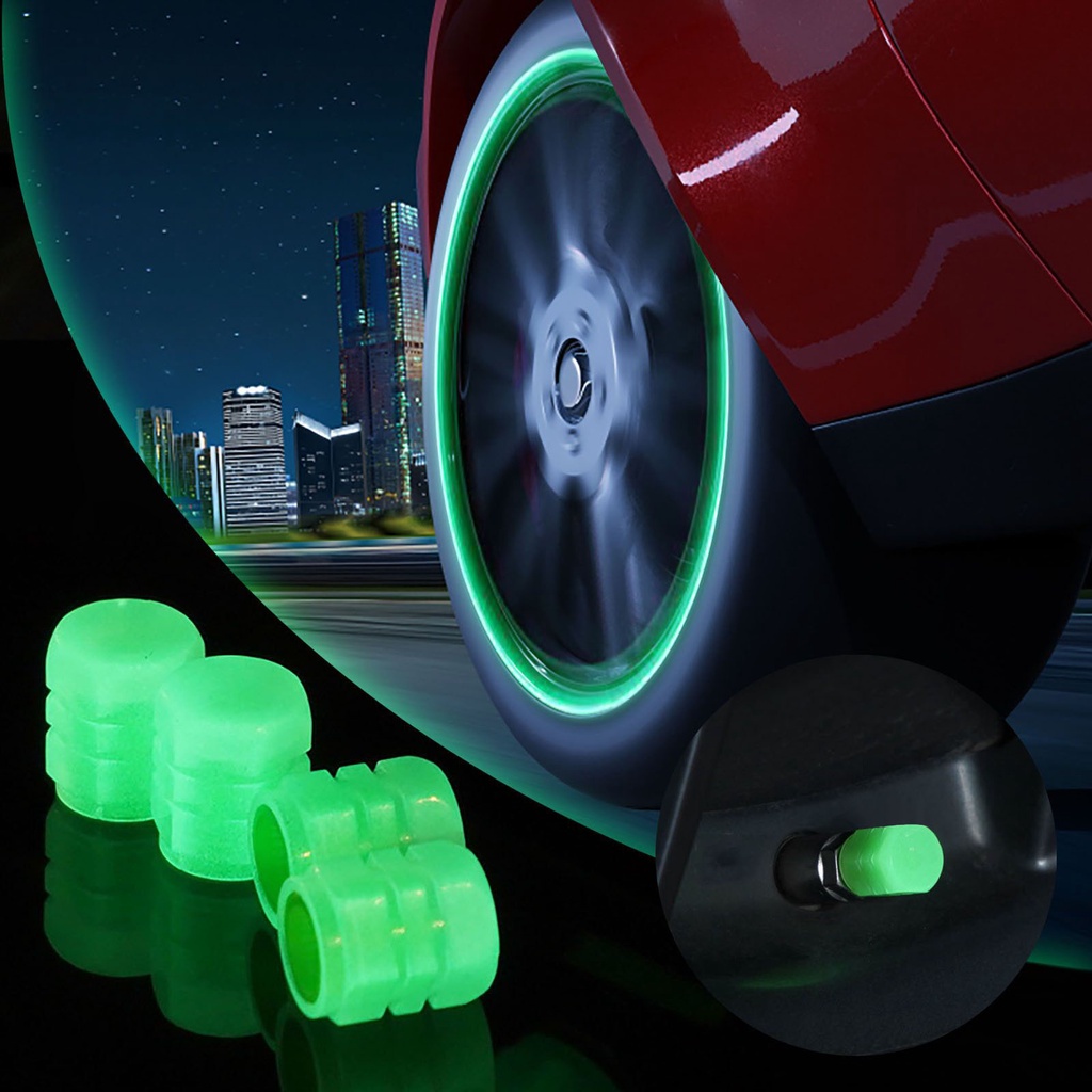 4Pcs Neon LED Flash Light Lamp Bike Car Tire Tyre Wheel Valve Sealing ...