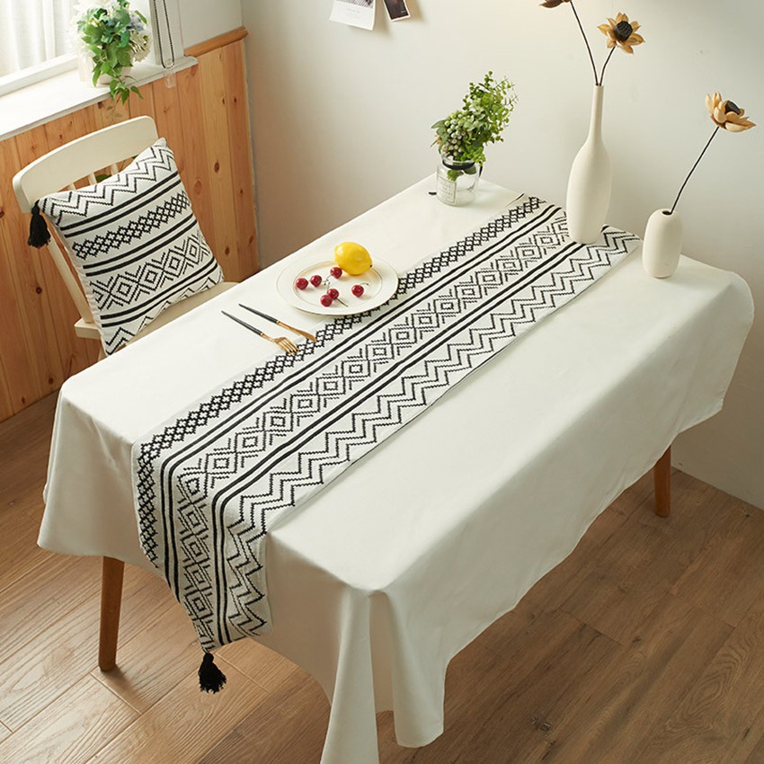 Nordic Style Geometric Pattern Table Runner Minimalist Dining Table ...