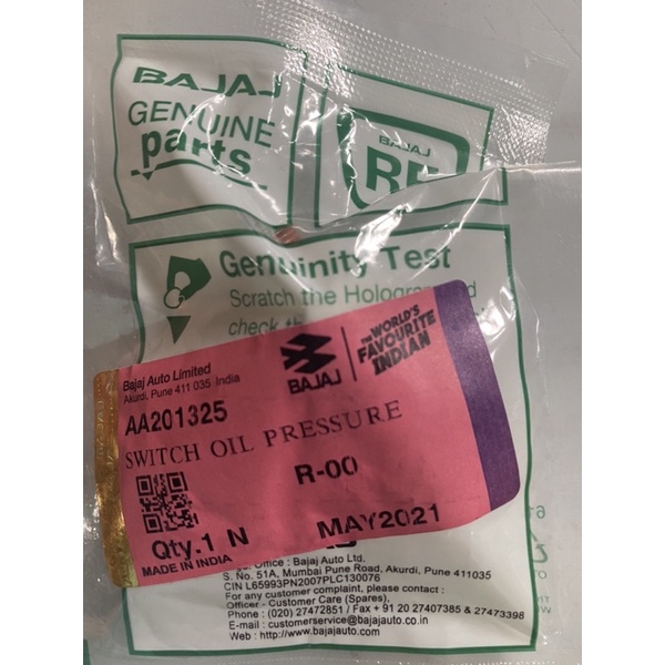 Bajaj RE Genuine Switch Oil Pressure | Shopee Philippines