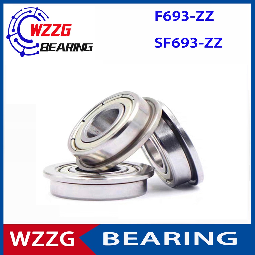 WZZG 10PCS F693ZZ 3*8*4mm double shield 440C stainless steel flange ...