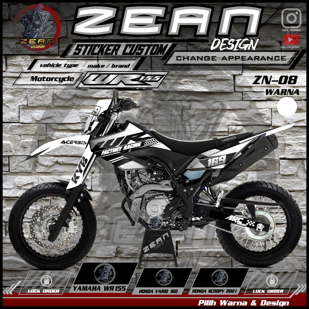 Decal Sticker Motorcycle Cross Yamaha WR155 Fullbody - Dekal Sticker WR ...