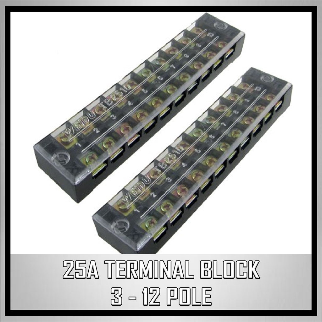 TERMINAL BLOCK 25A / 600V BARRIER 3 POLE to 12 POLE | VAT INCLUDED ...