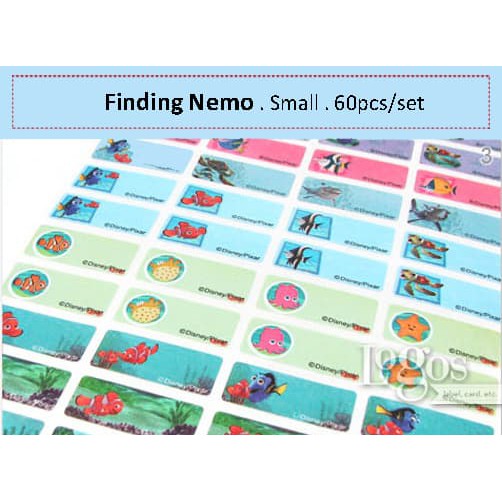 Finding Nemo SMALL. Clown fish dory blue sea ocean Marlin Name Label ...
