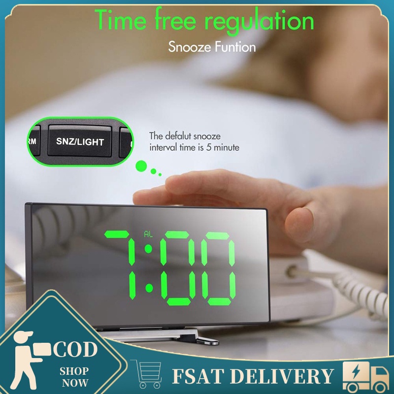 Digital Alarm Clock7 Inch Curved Dimmable LED Screen Digital Clock for ...