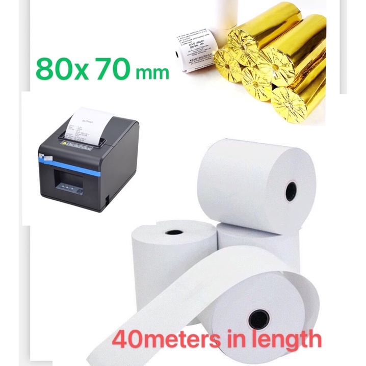 50 Rolls 80mm x 70mm POS Thermal Receipt Roll Paper (40m) | Shopee ...