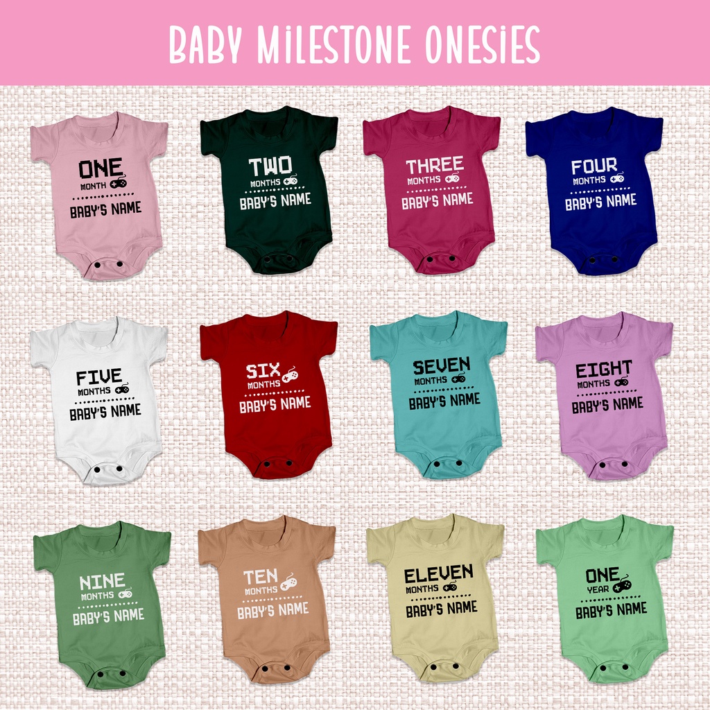 Personalized Baby Onesies | Monthly Milestone Baby Onesies | Gamer ...