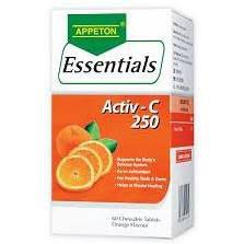 Appeton Essentials Activ-C 250mg Orange 60 Chewable Tablets | Shopee ...
